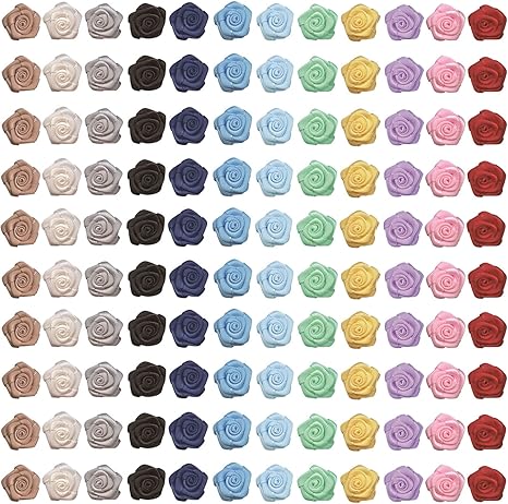 Amazon.com: VIVIQUEN 120pcs Mini Roses Mini Ribbon Flowers for Crafts ...