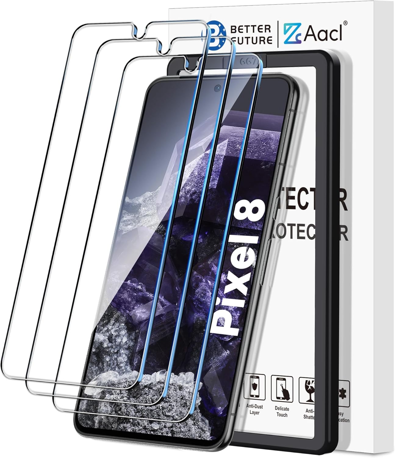 Amazon.com: AACL 3-Pack for Google Pixel 8 Tempered Glass Screen ...