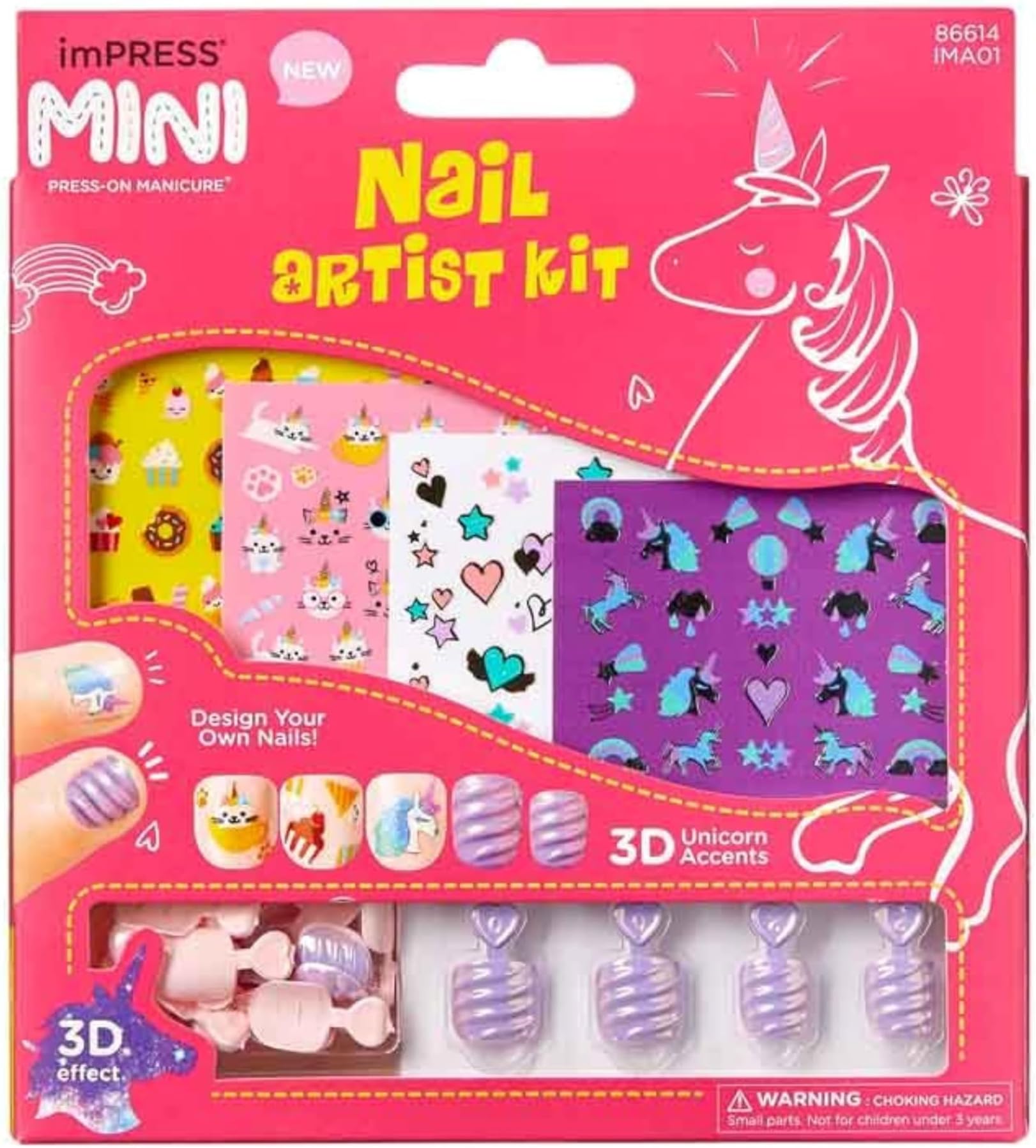 Amazon.com: KISS imPRESS No Glue Mani Press On Nails, Mini Nail Artist ...