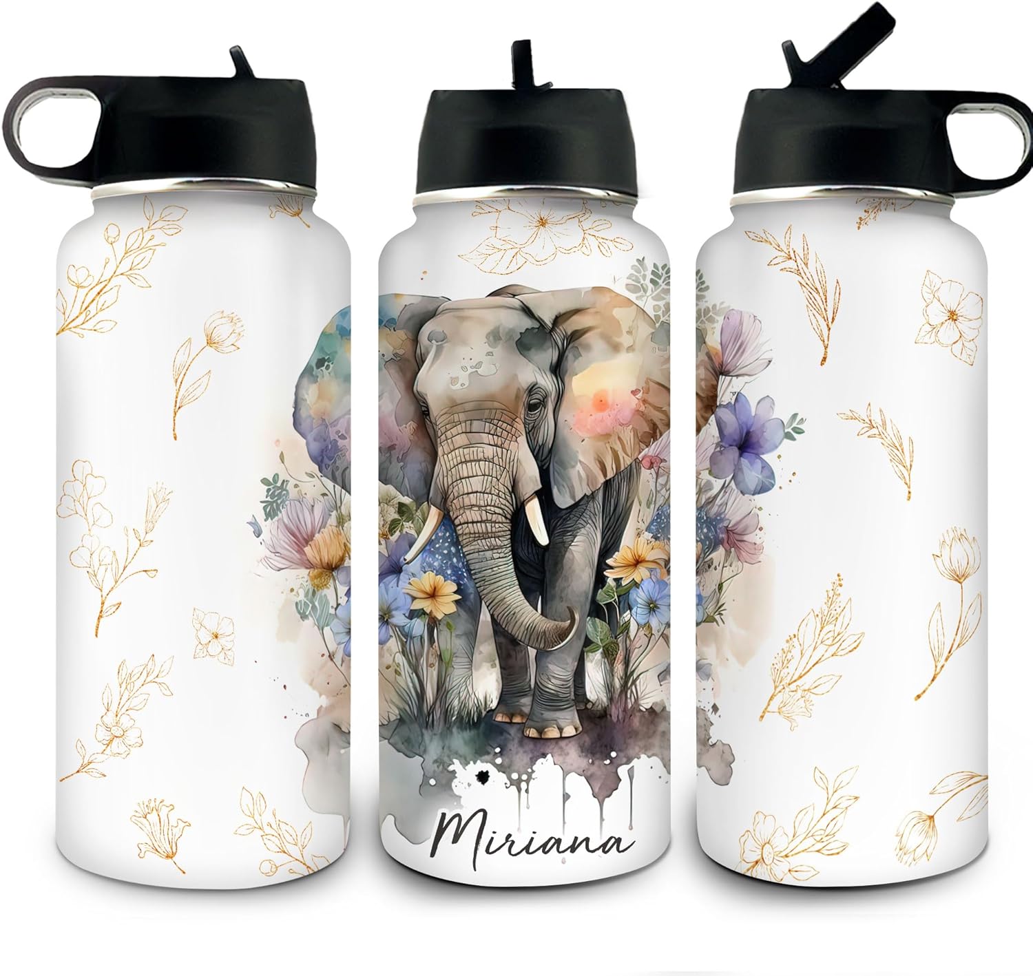 Amazon.com: Hyturtle Personalized Elephant Water Bottle for Animal ...