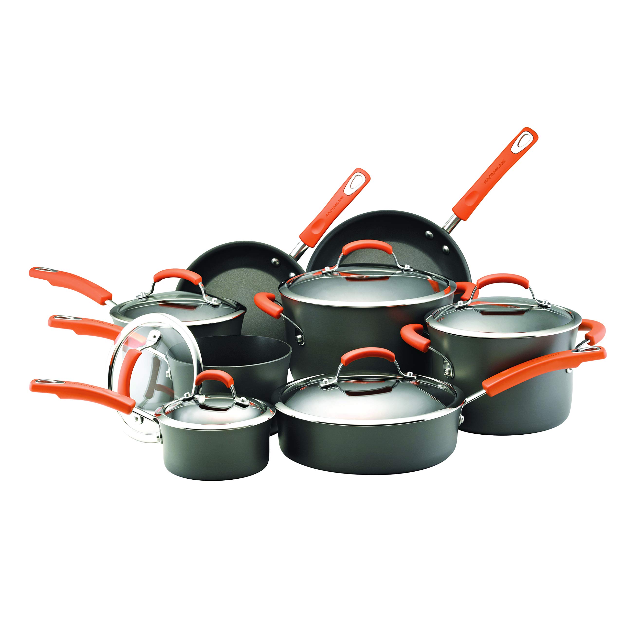 Amazon.com: Rachael Ray Brights Hard-Anodized Nonstick Cookware Set ...