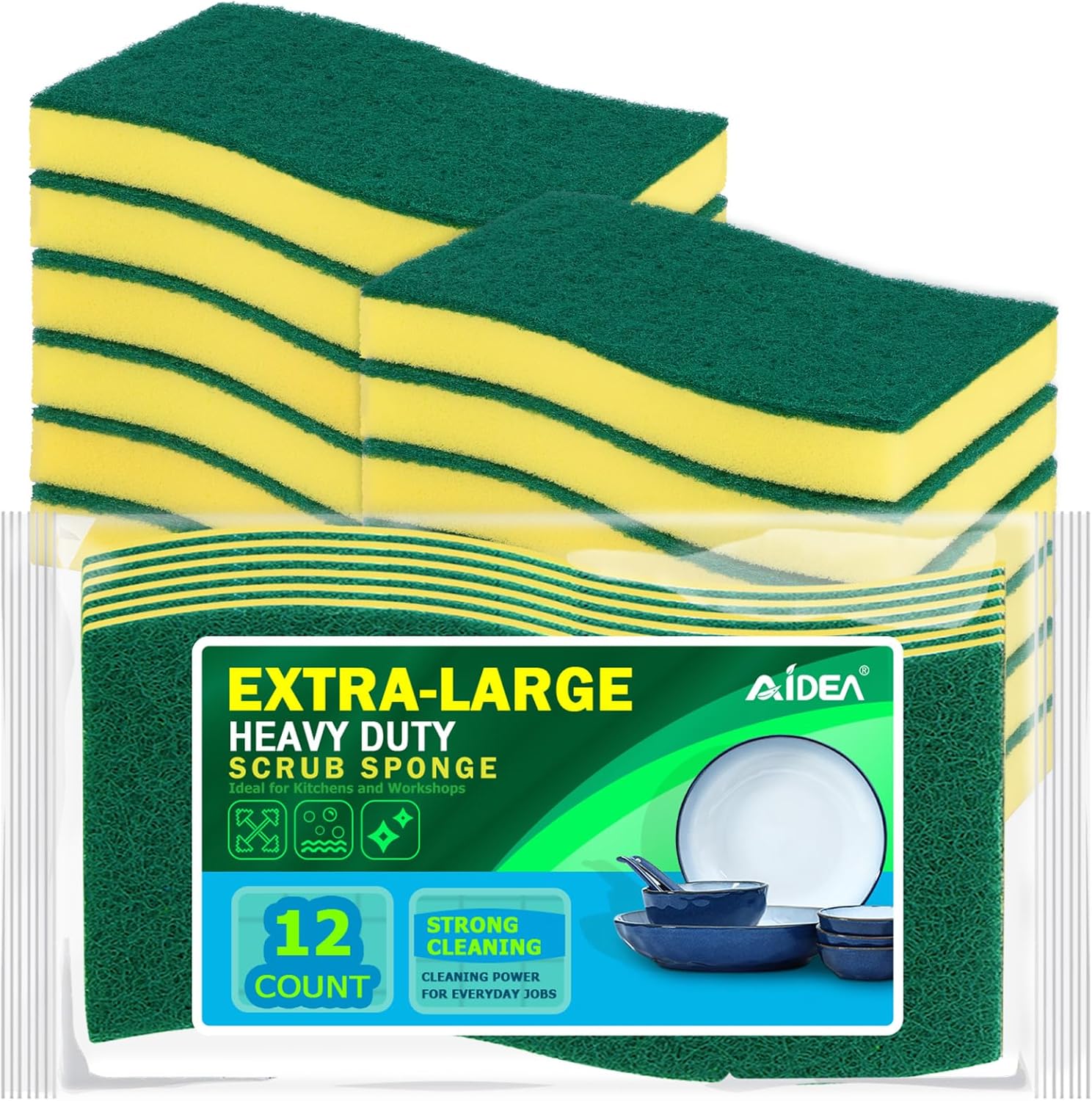Amazon.com: AIDEA Sponges Kitchen, XL Heavy Duty Dish Sponge, Cleaning ...