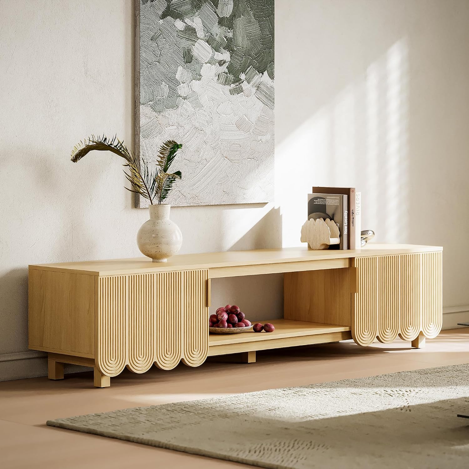 Amazon.com: LIKEMET 70.8“ Modern TV Stand, Wave Shape Entertainment ...