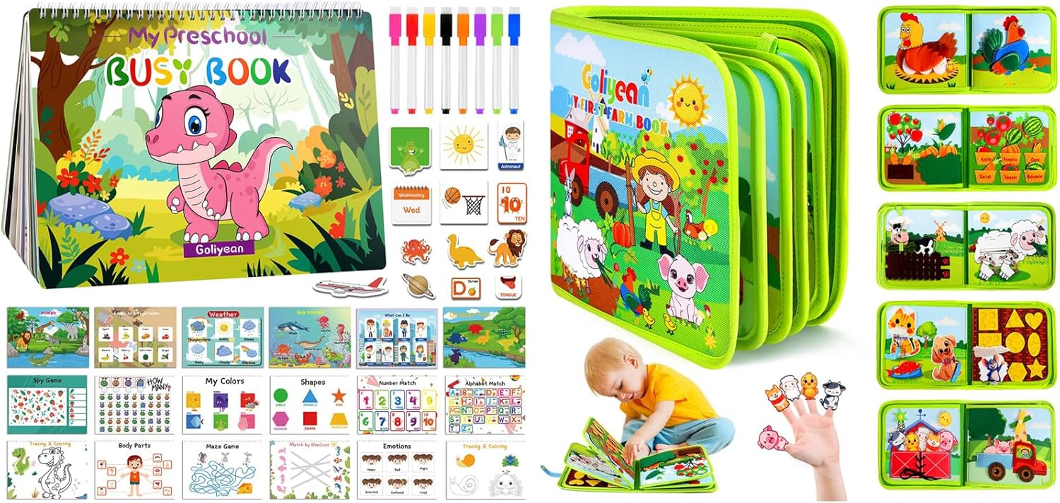 Amazon.com: GOLIYEAN Busy Book for Toddlers 1-3, Montessori Preschool ...