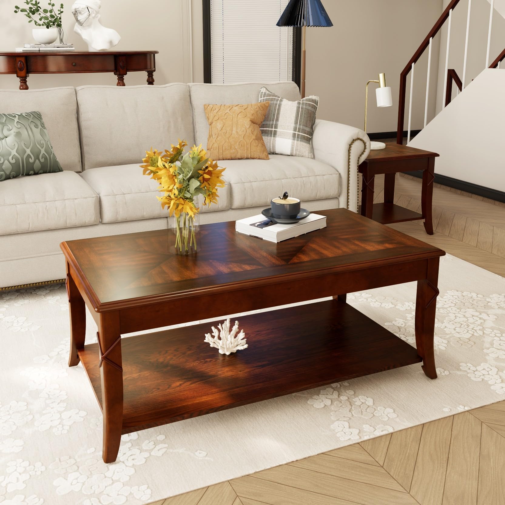 Amazon.com: Riverside Furniture Campbell Wood Coffee Table in Burnished ...