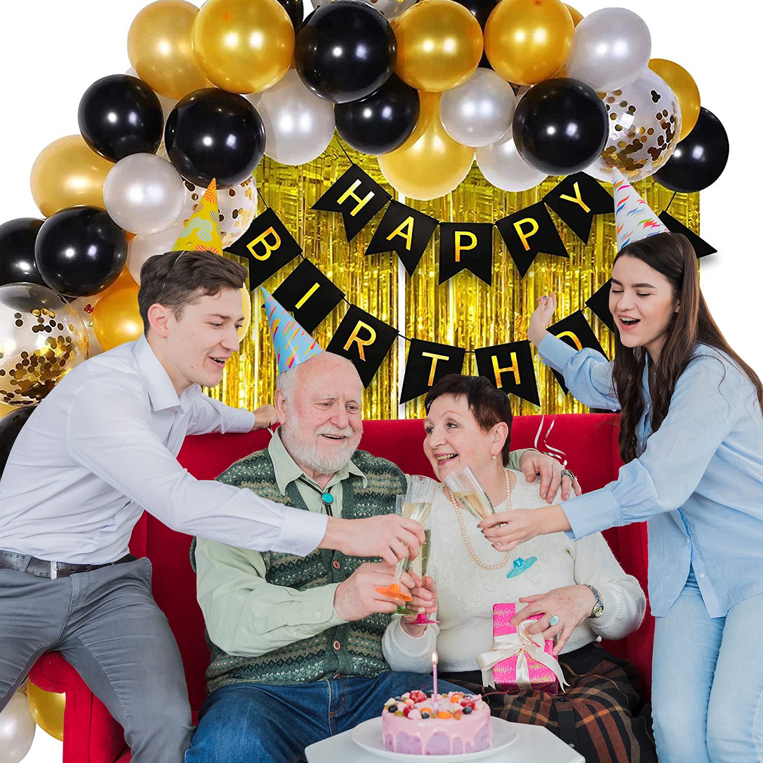 Party Propz Happy Birthday Decoration Kit Combo - 42pcs Metallic Rubber ...