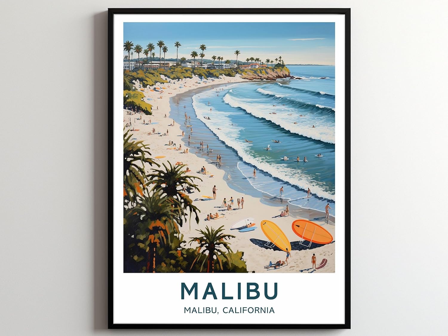 Amazon.com: Malibu Travel Print Wall Art Malibu Surf Poster Surfing ...