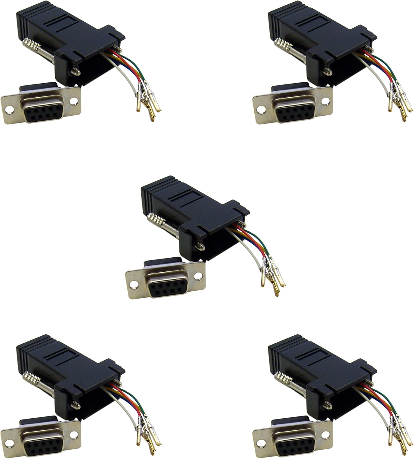 Amazon.com: DB9 Female to RJ12 Jack Modular Adapter, Black, 5-Pack ...