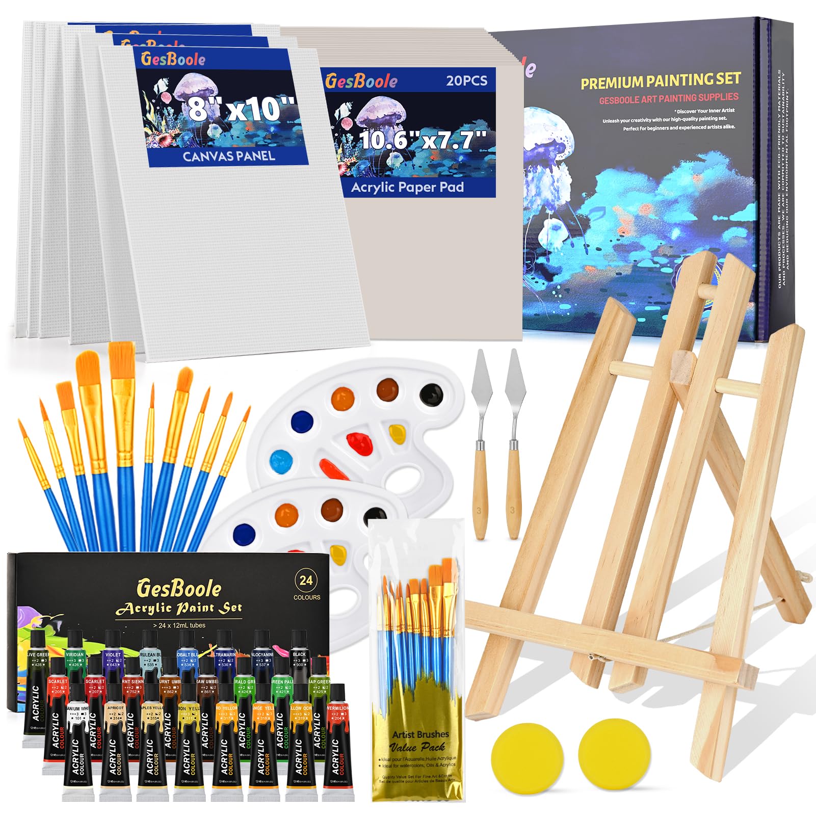 Amazon.com: Gesboole 77PCS Painting Kits for Adults & Kids, Paint Set ...