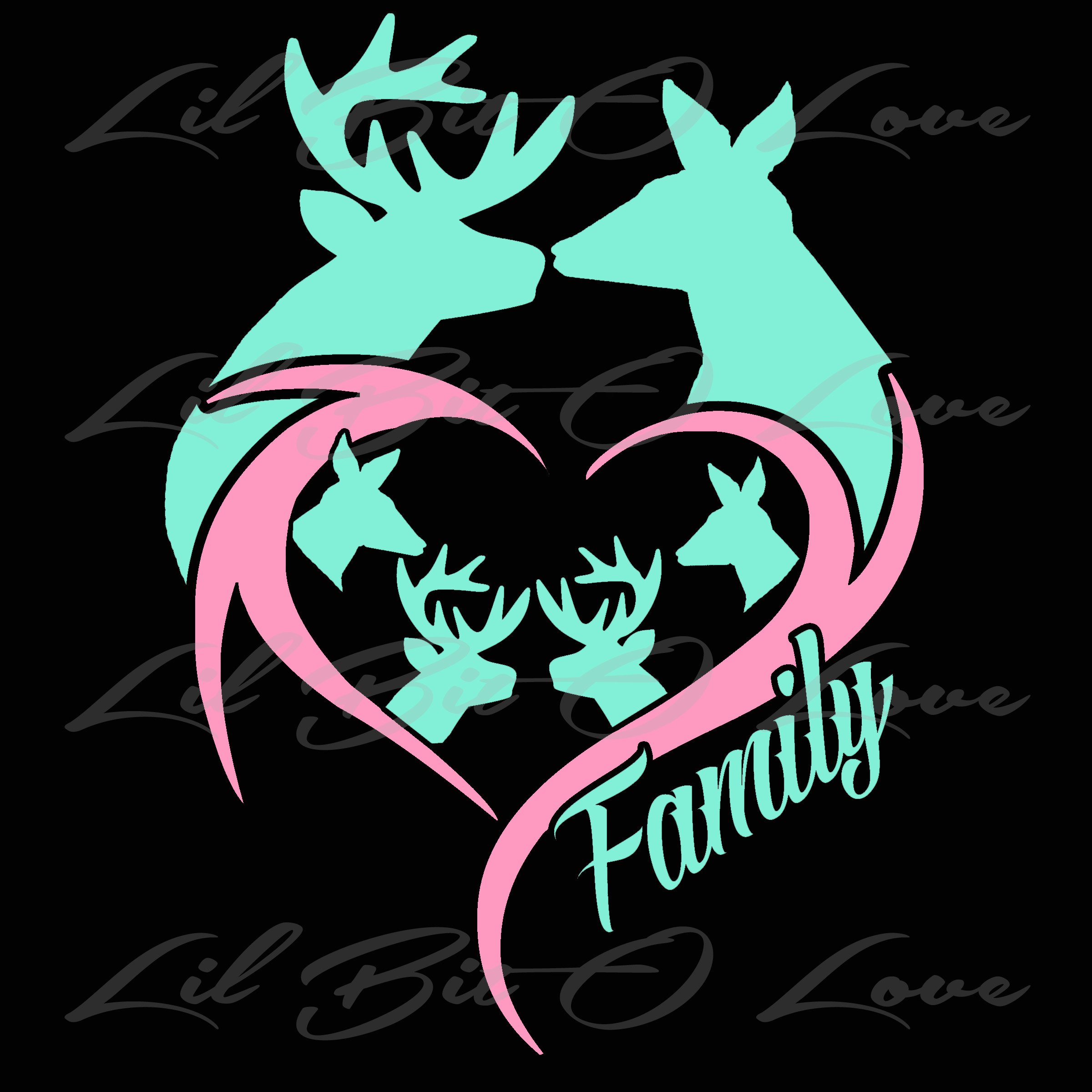 Deer Heads Decals Heart