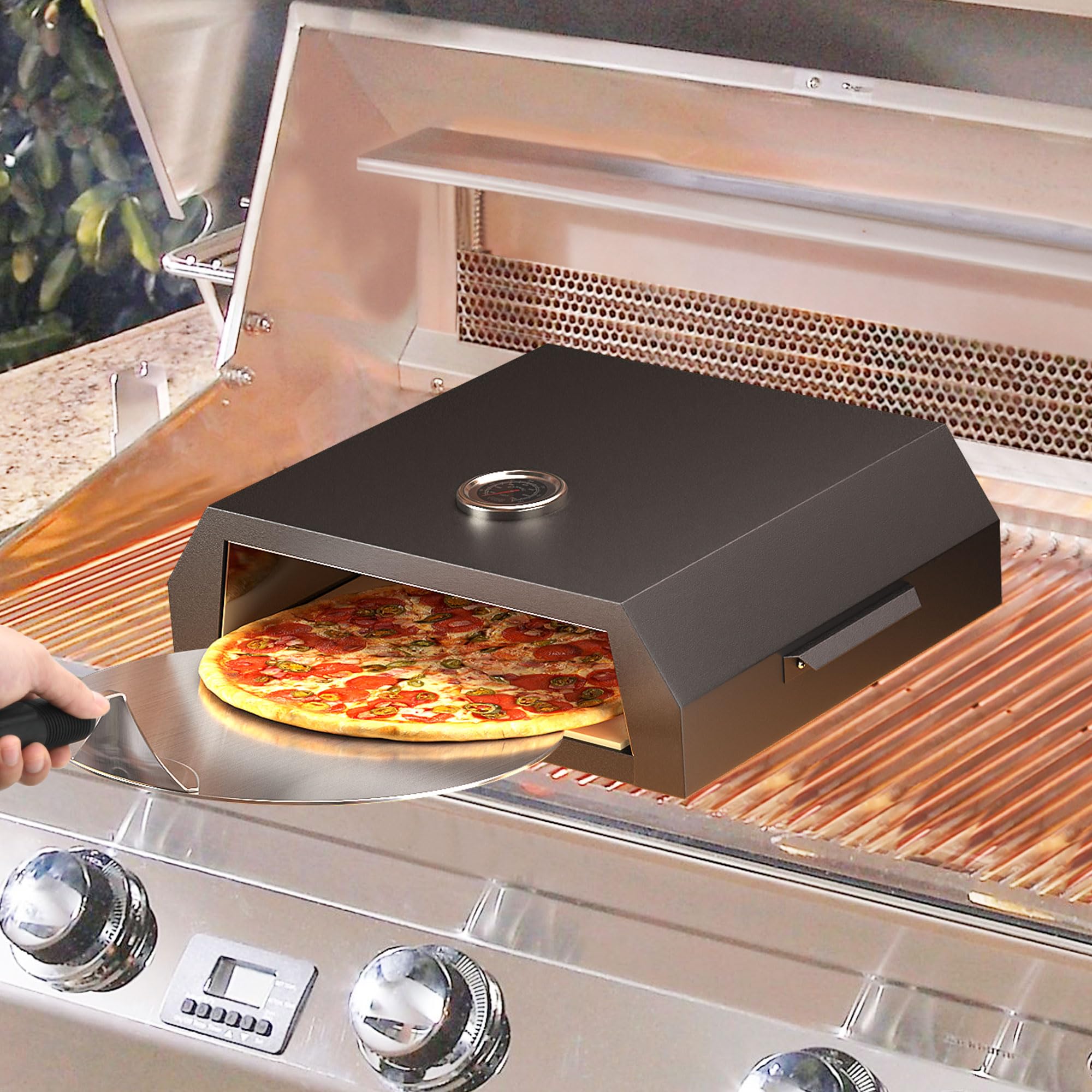 YITAHOME Pizza Oven for Grill, Grill Top Pizza Oven with Pizza Peel ...