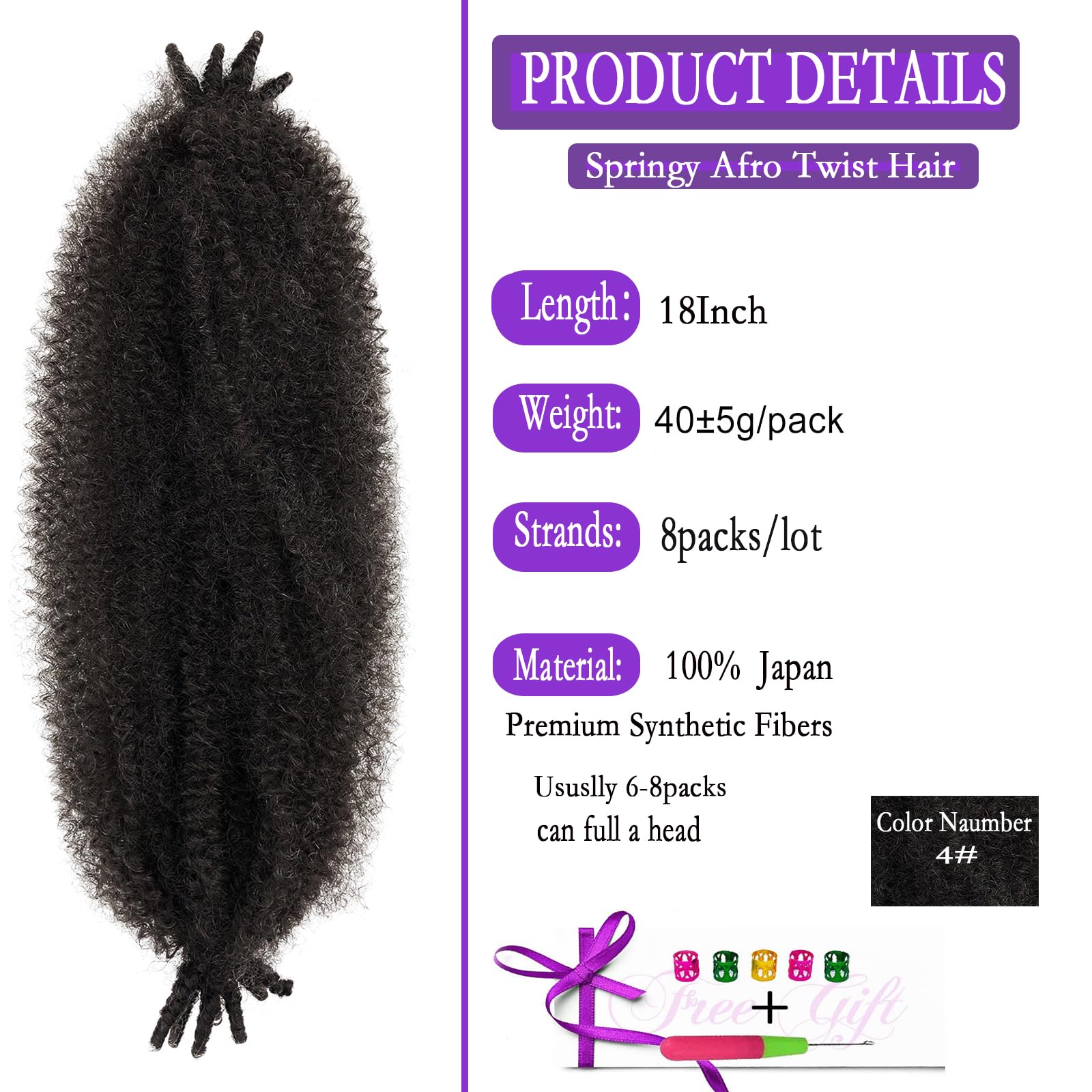 Snapklik.com : 18 Inch Springy Afro Twist Hair Marley Twist Braiding ...