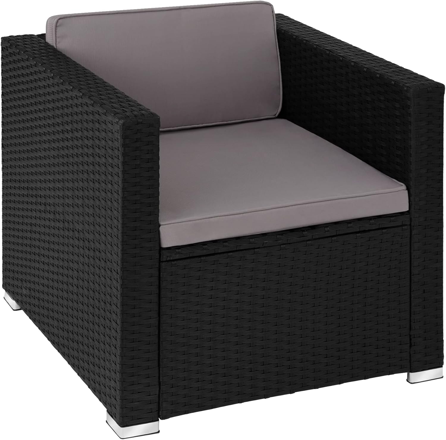 tectake® Poly Rattan bequemer Sessel mit Armlehnen, Outdoor Gartenmöbel ...