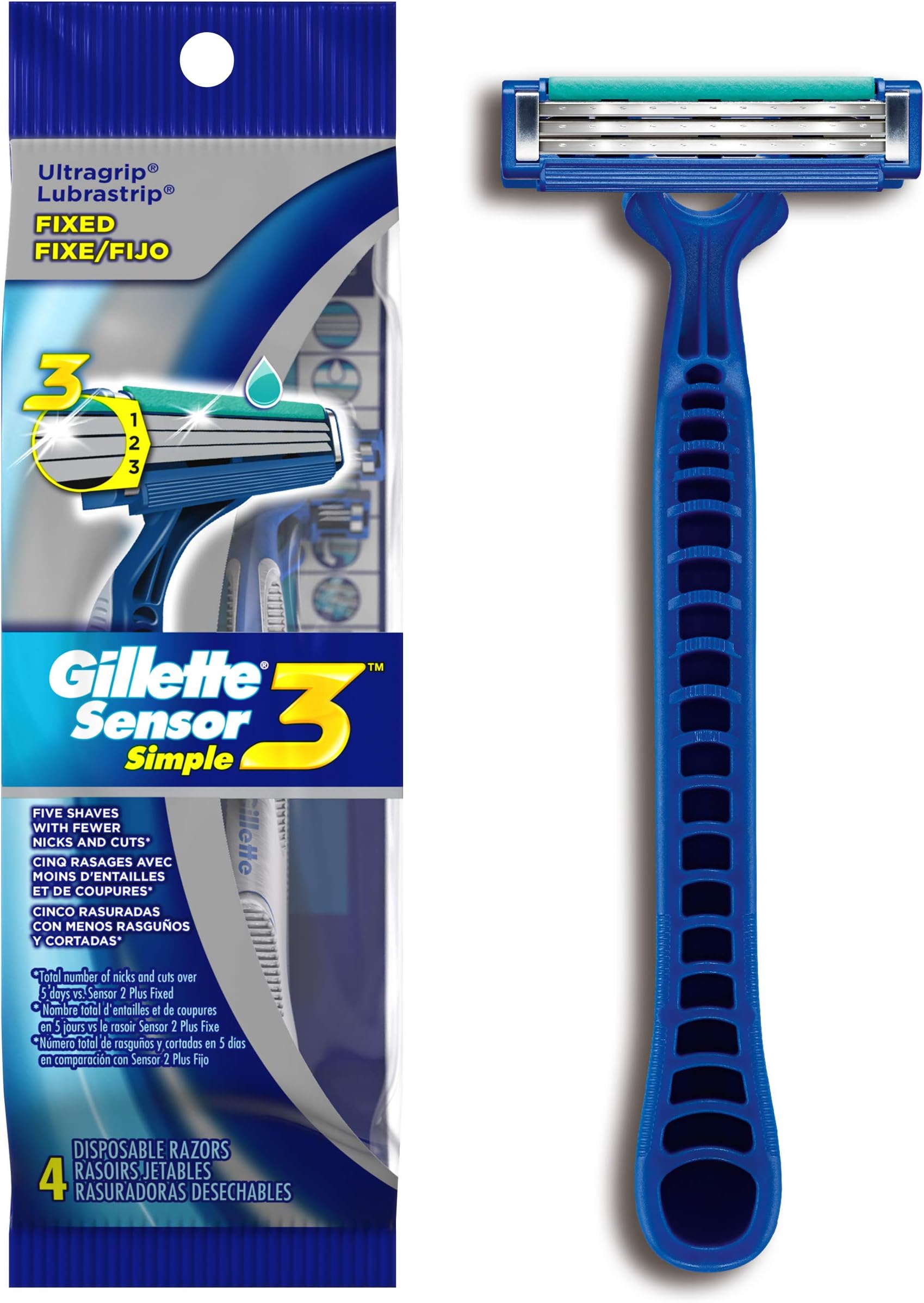 Amazon.com: Gillette Sensor Simple Men's Razors 4 ct (Pack of 48 ...