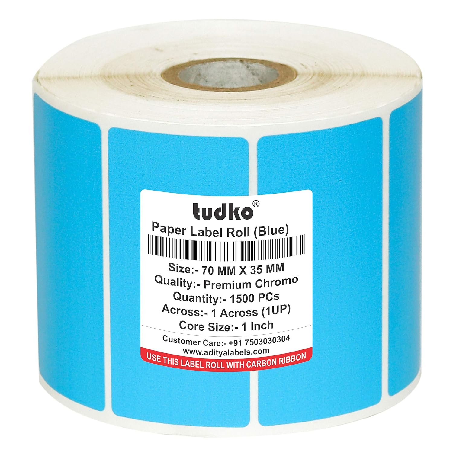 Buy Tudko 70 mm X 35 mm (Blue) Chromo Barcode Paper Labels, 1500 Labels ...