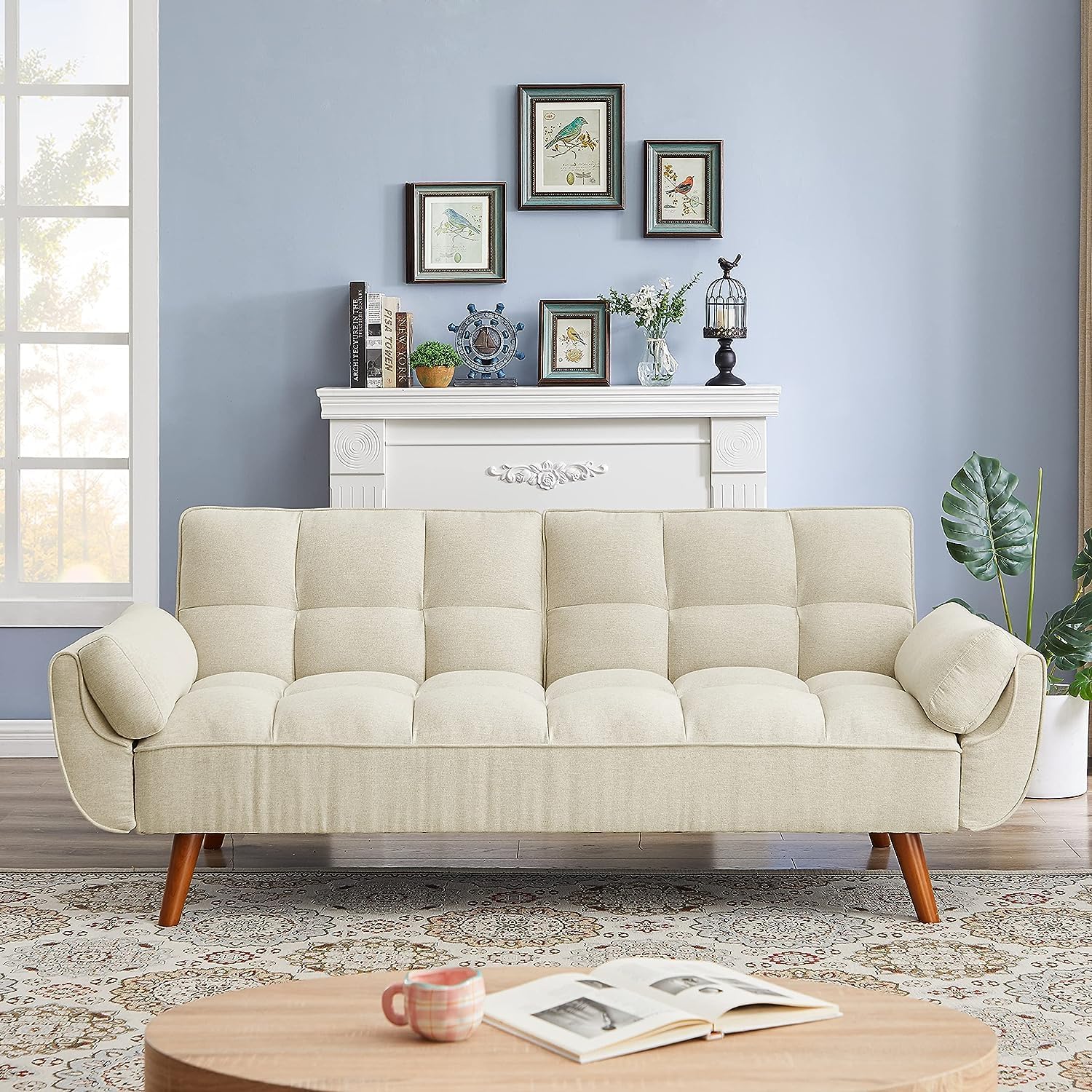 Amazon.com: FANYE Modern Convertible Tufted Futon Sofa Bed Split ...