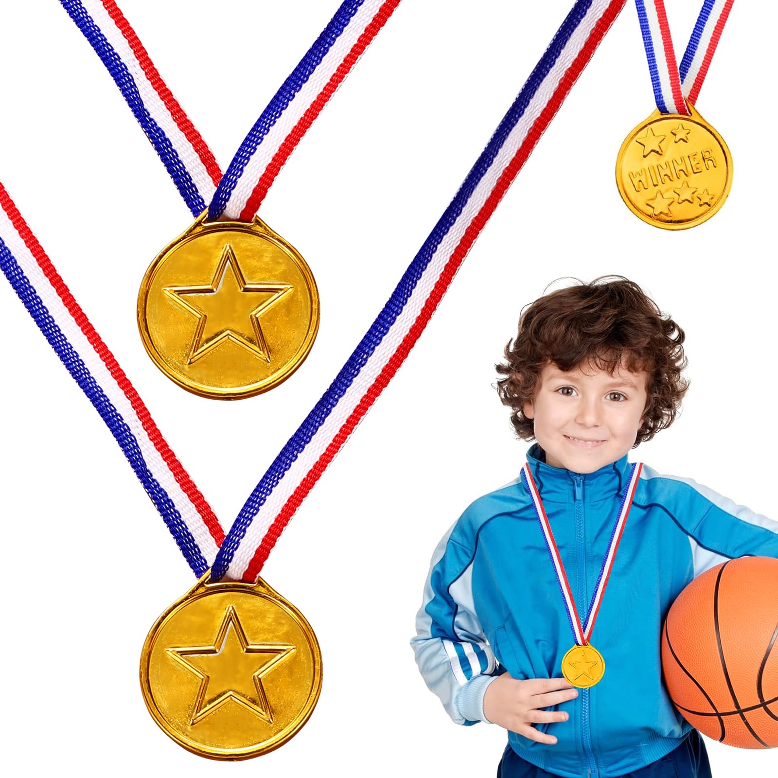 ZONKSTEE Medals for Children, 30 Pieces Gold Plastic Winner Medals Kids ...
