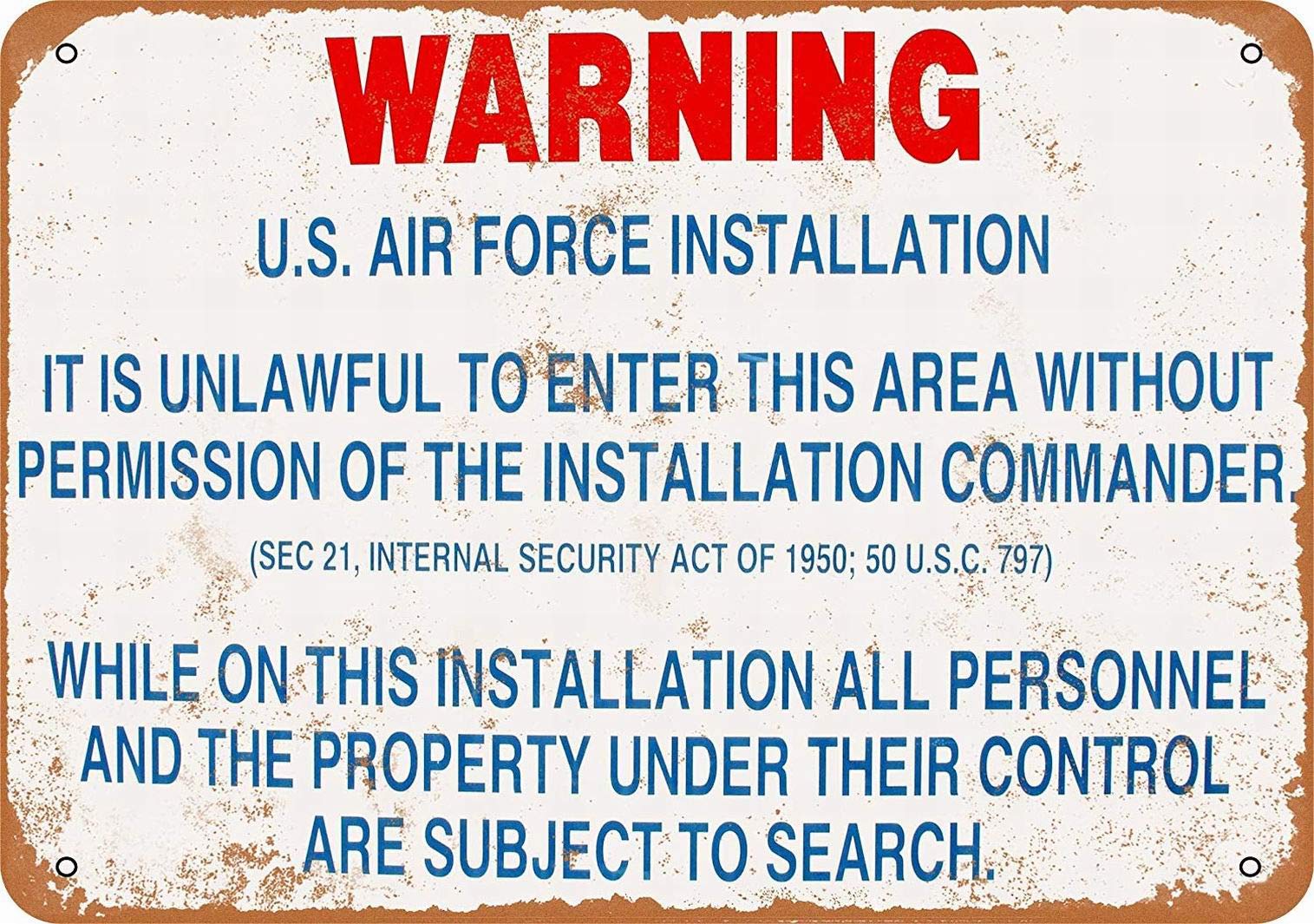 Amazon.com: LoMall 12 x 16 Metal Sign - Warning US Air Force ...