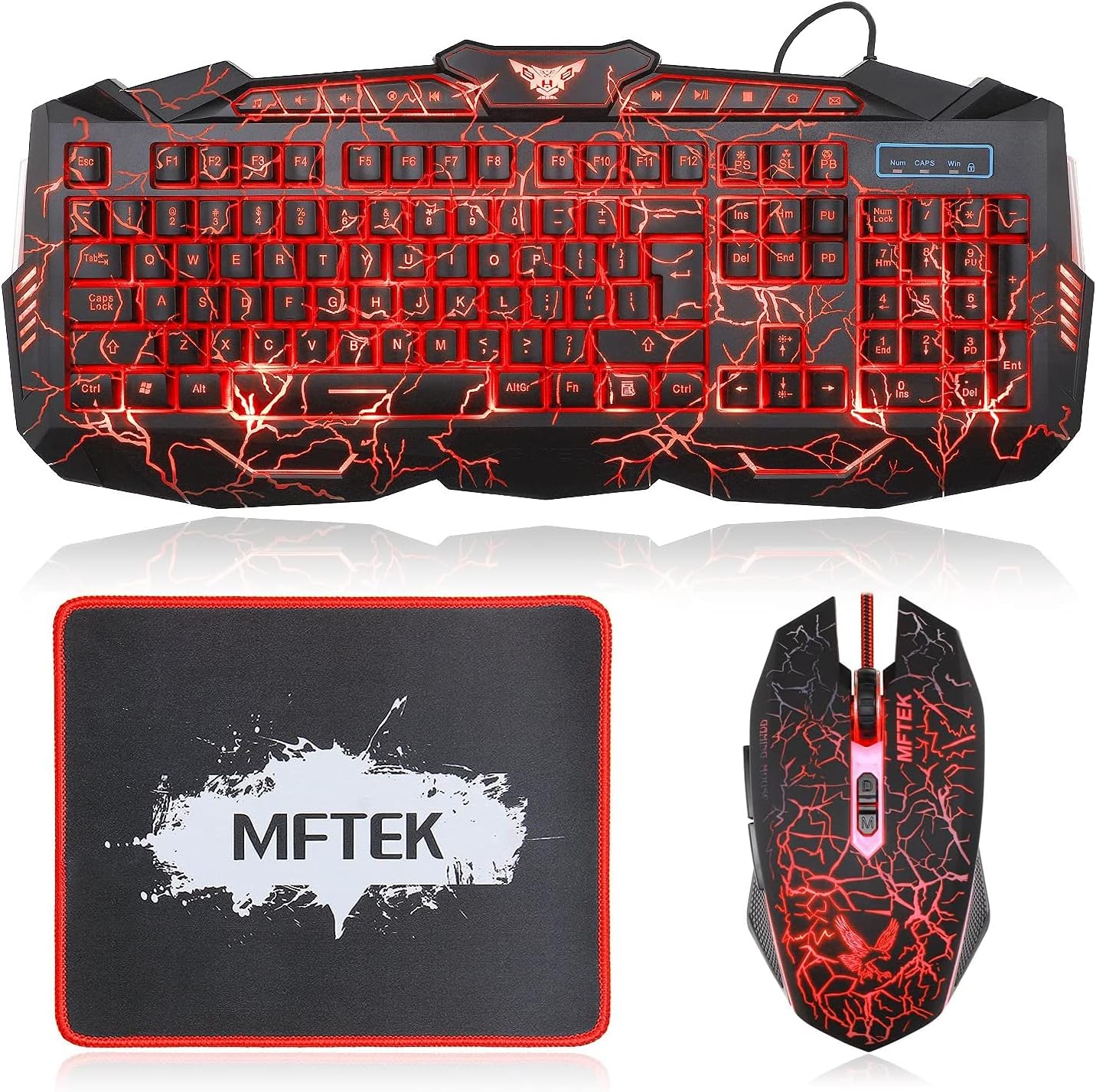 MFTEK Gaming Combo - LED Backlit USB Wired Keyboard and Mouse | 7 ...