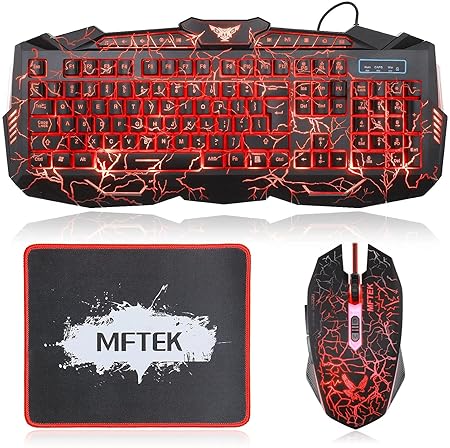 MFTEK Gaming Combo - LED Backlit USB Wired Keyboard and Mouse | 7 ...