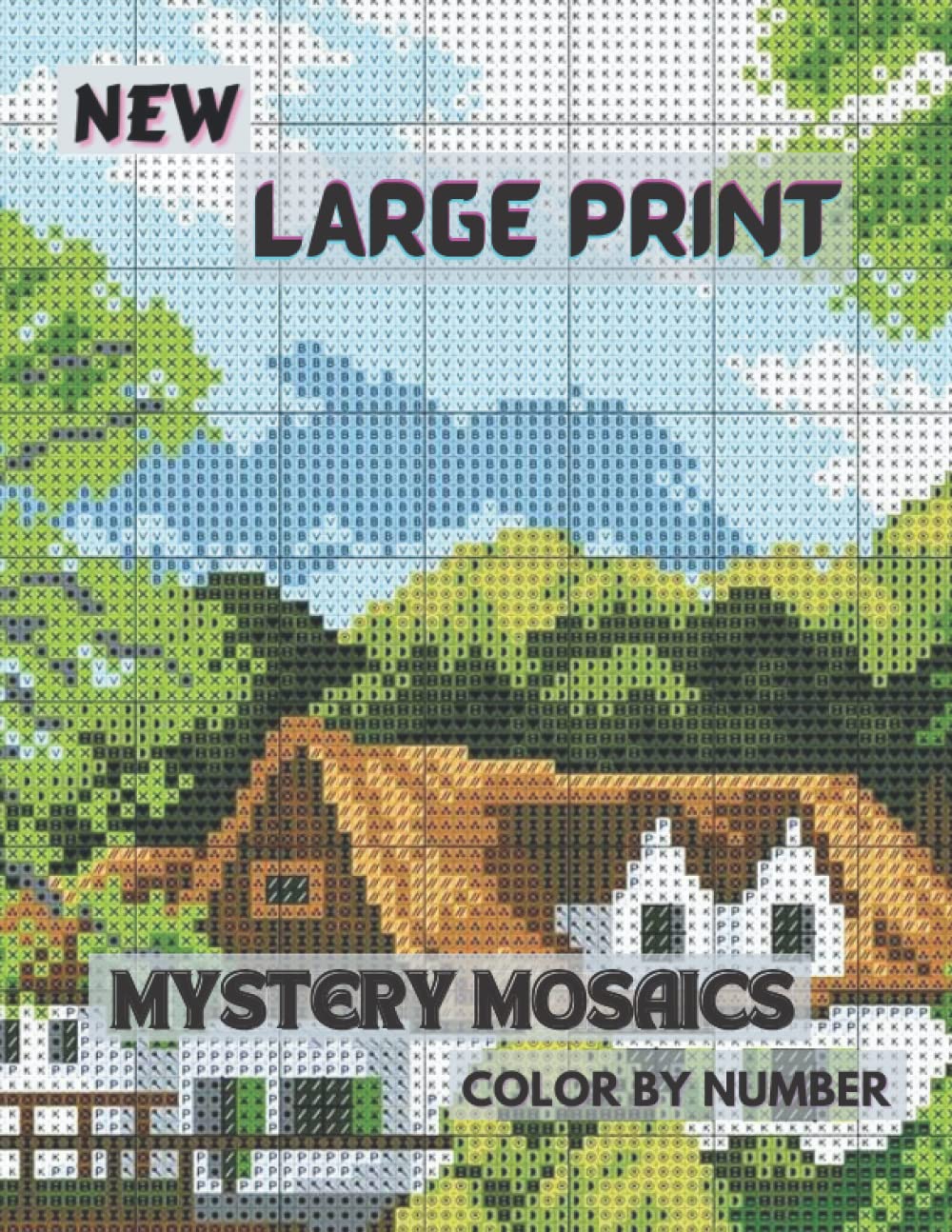 Large Print Mystery Mosaics Color By Number Pixel Art Adults ...