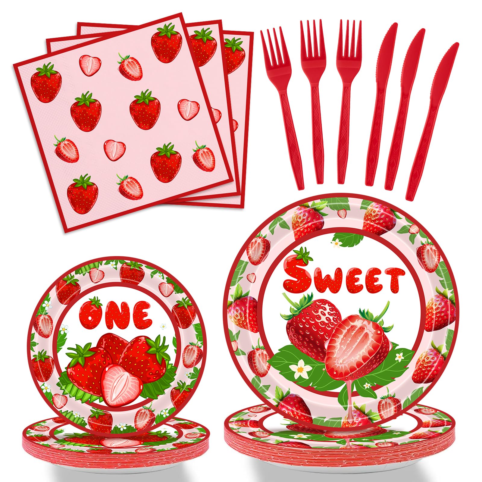 Amazon.com: 90 Pcs Strawberry Party Supplies Paper Plates Tableware Set ...