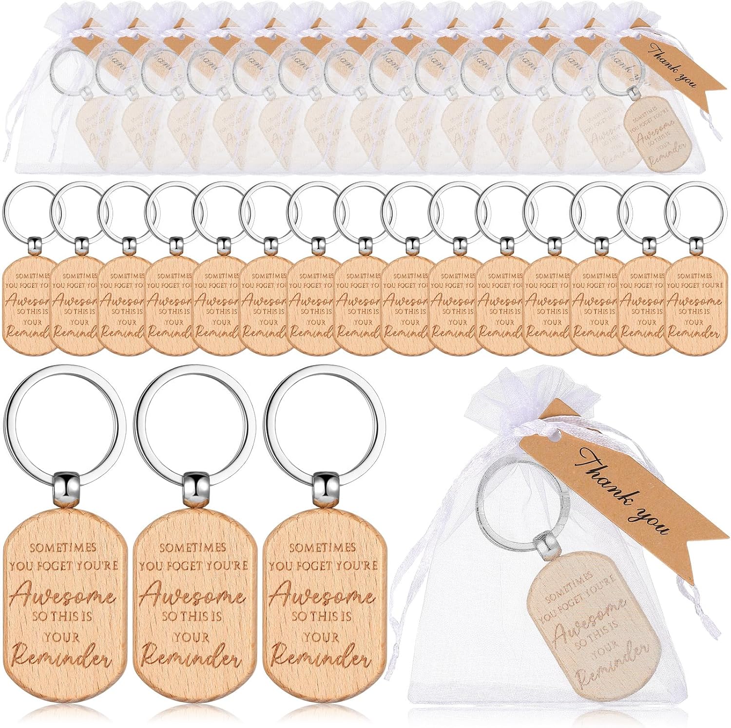 Amazon.com: Seajan 50 Set Employee Appreciation Gift Wooden Keychain ...