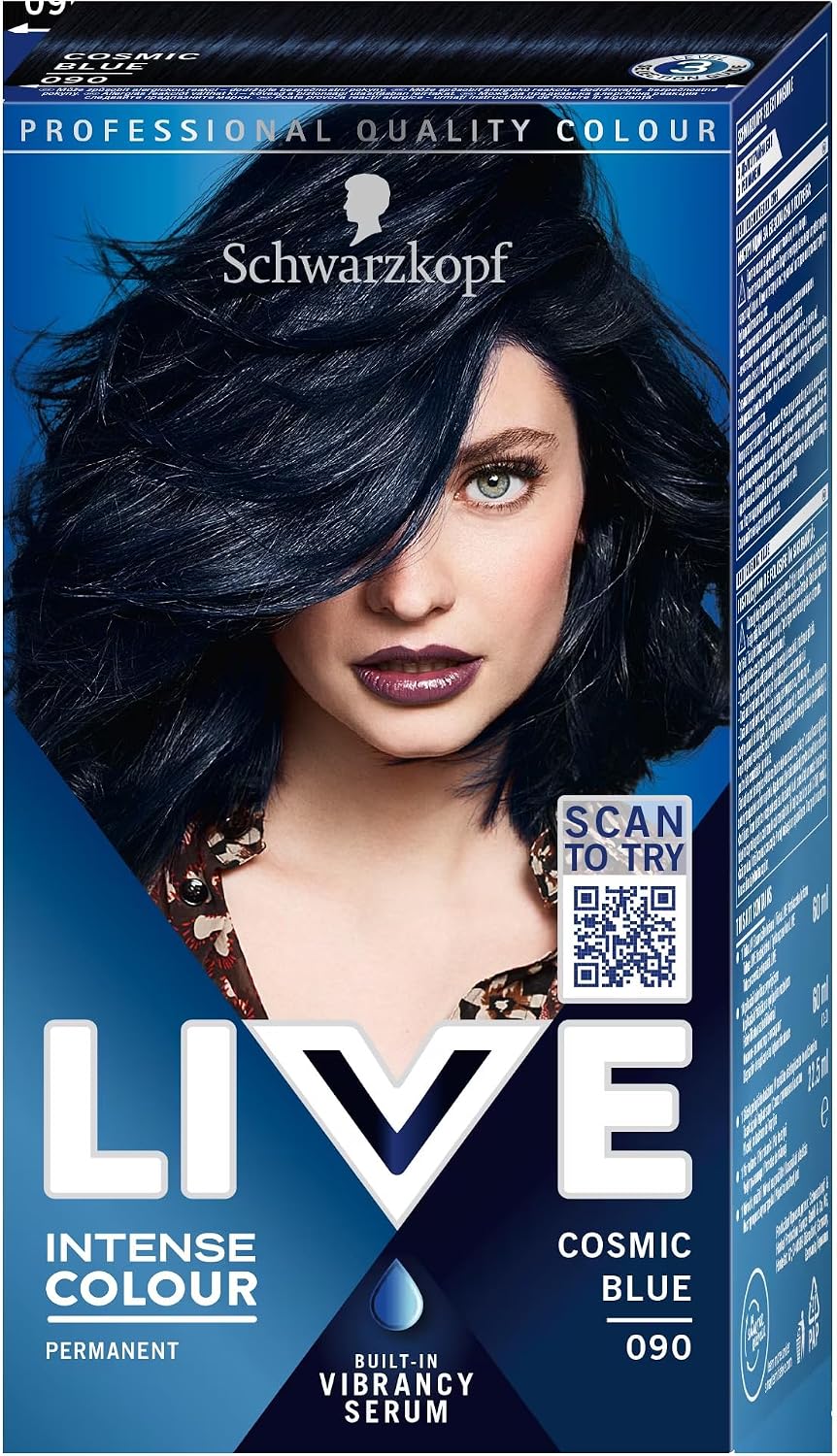 Permanent hair dye Schwarzkopf Live Ultra Brights, 90 Cosmic Blue ...