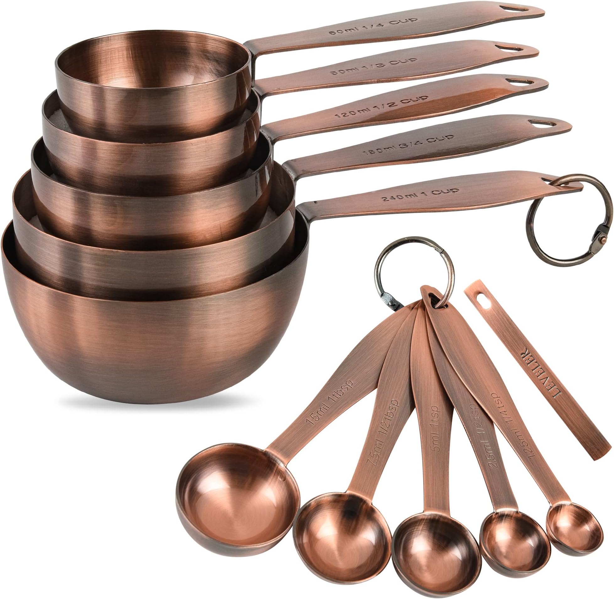 Amazon.com: Nstezrne Copper Measuring Cups and Spoons Set, Stainless ...