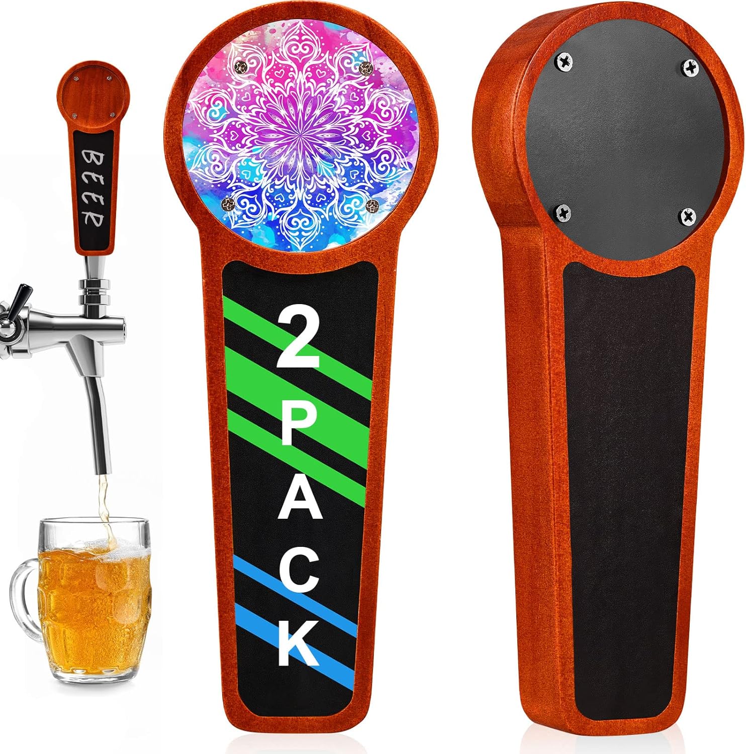 Amazon.com: 2 Pcs Chalkboard Beer Tap Handle Keg Tap Handles Wooden ...