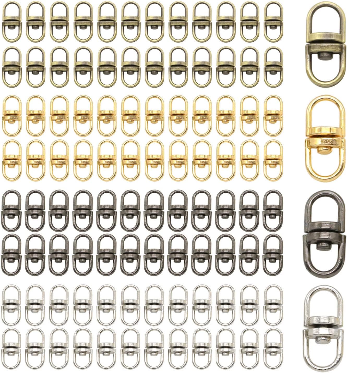 Amazon.com: 100 Pieces Swivel Key Ring Keychain Connectors, Double ...