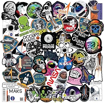53pcs Space Sticker Pack for Water Bottles – NASA Logo Astronaut Vinyl ...