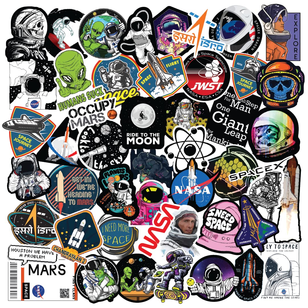 CodersParadise Vinyl Pack of 53 Space Stickers For Laptop - Aesthetic ...