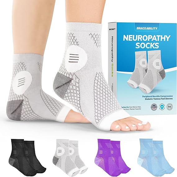 Amazon.com: BraceAbility Neuropathy Socks (Pair) - Peripheral Neuritis ...