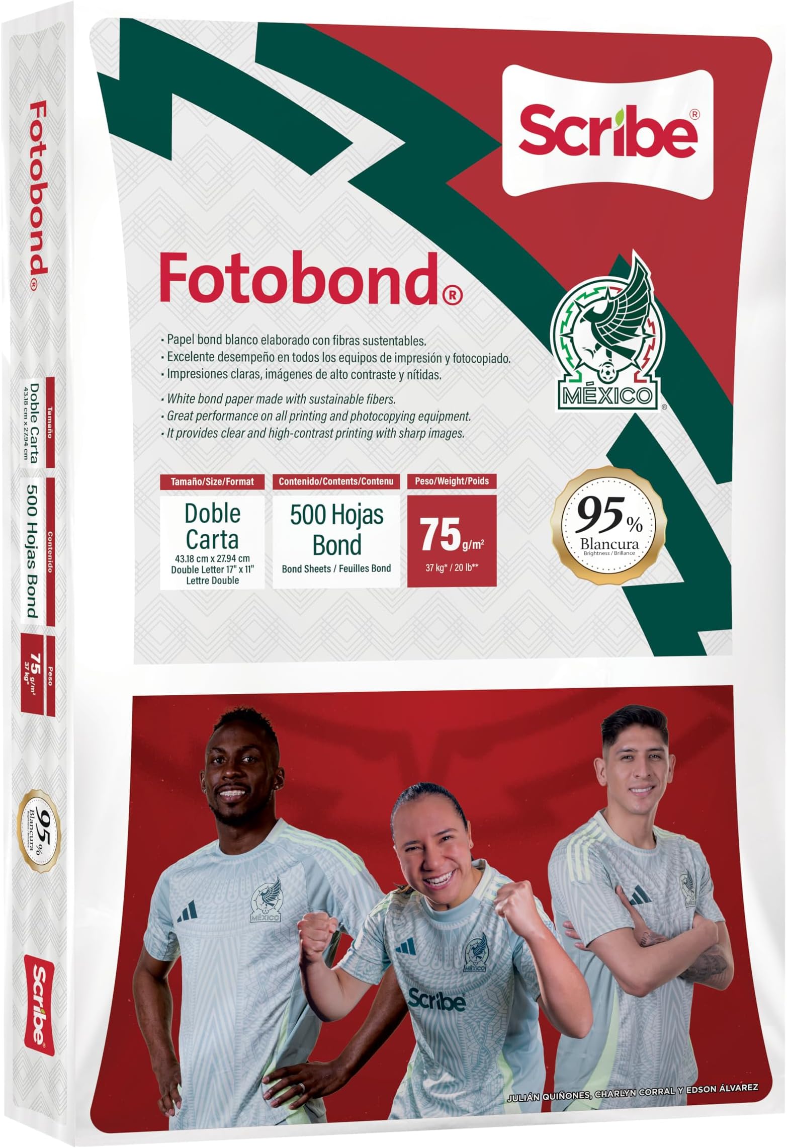 Scribe Fotobond Papel Bond Blanco Doble Carta Paquete de 500 Hojas 75g ...