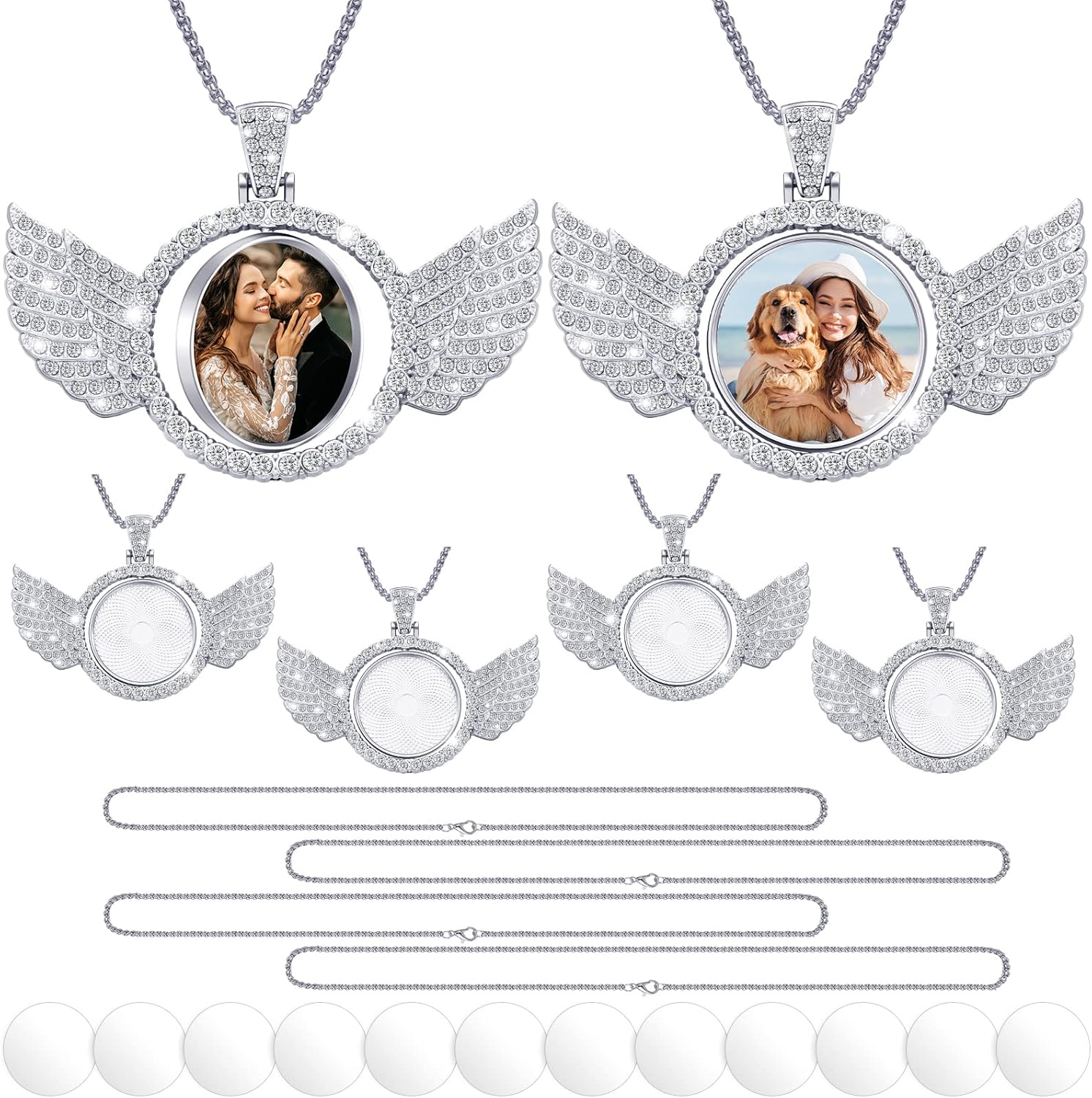 Amazon.com: Junkin 24 Pcs Sublimation Rhinestone Trays Pendant Set ...