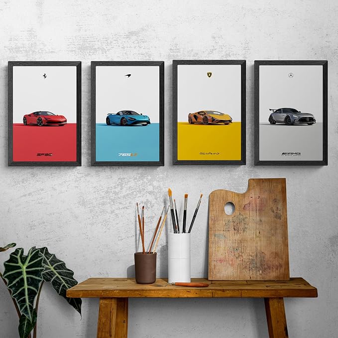FRAMEO STORE Modern Supercars Frame Set of 4, Ferrari - Mclaren ...