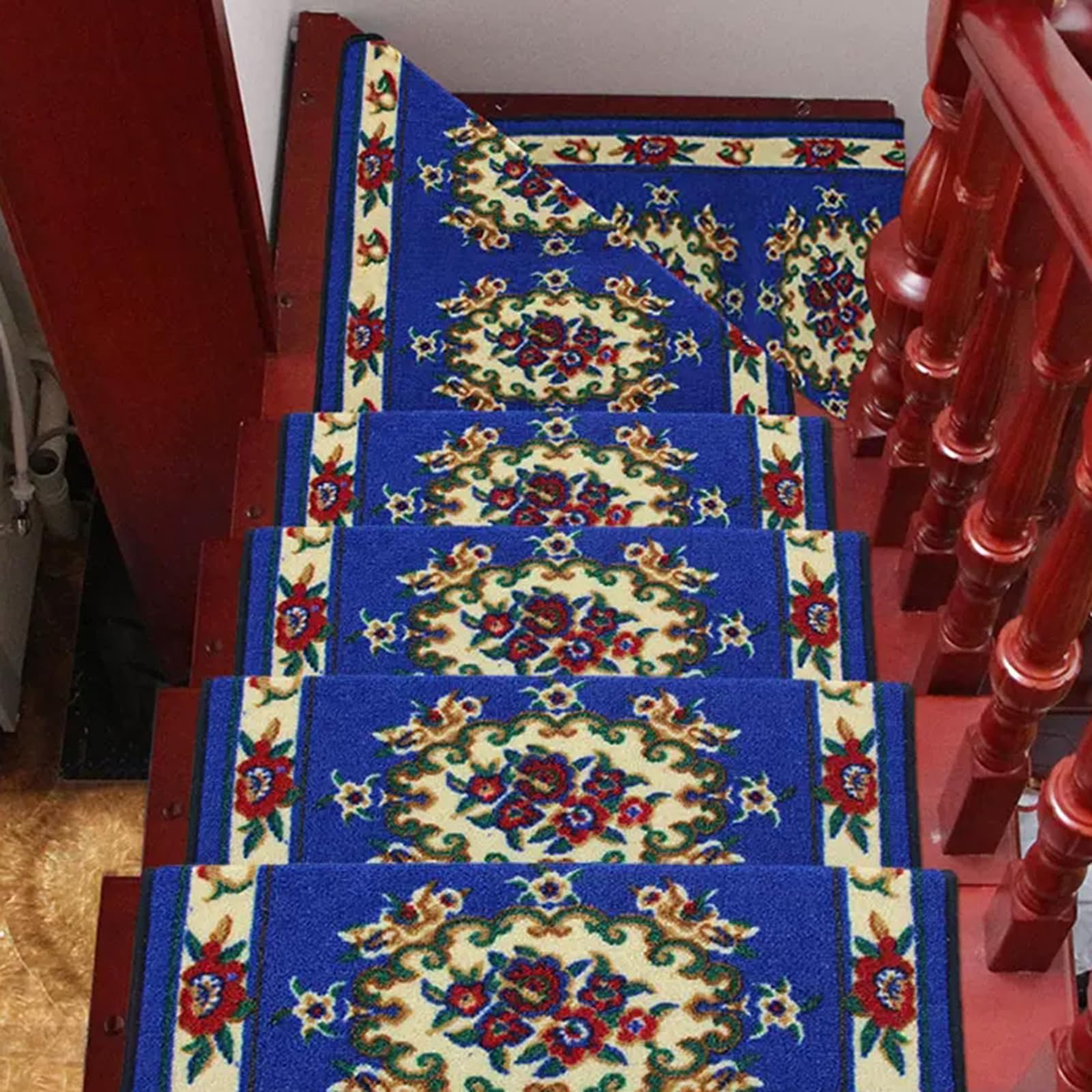 Bullnose Carpet Stair Treads Tape Free Non-Slip Stair Runners Rugs ...