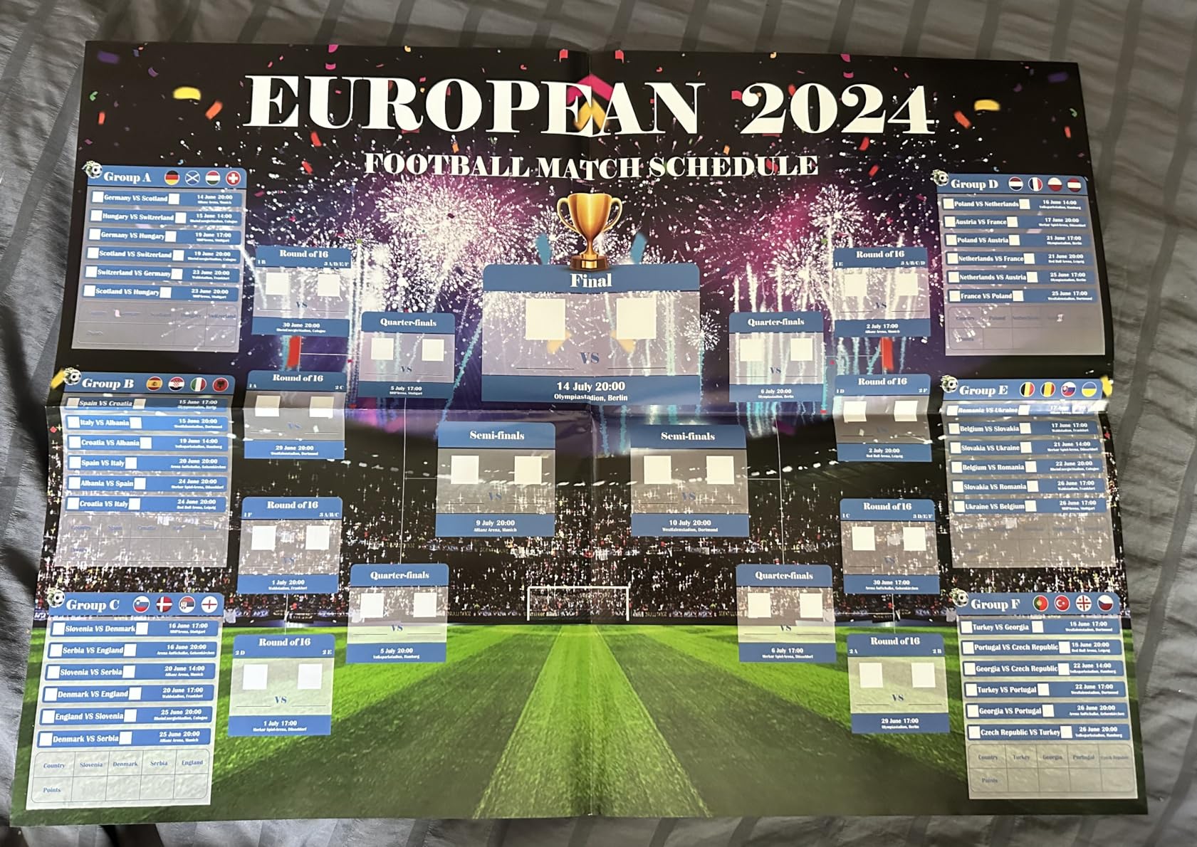 YOFANUP EURO 2024 Wall Chart, EURO 2024 Decorations, EUROS 2024 Wall ...