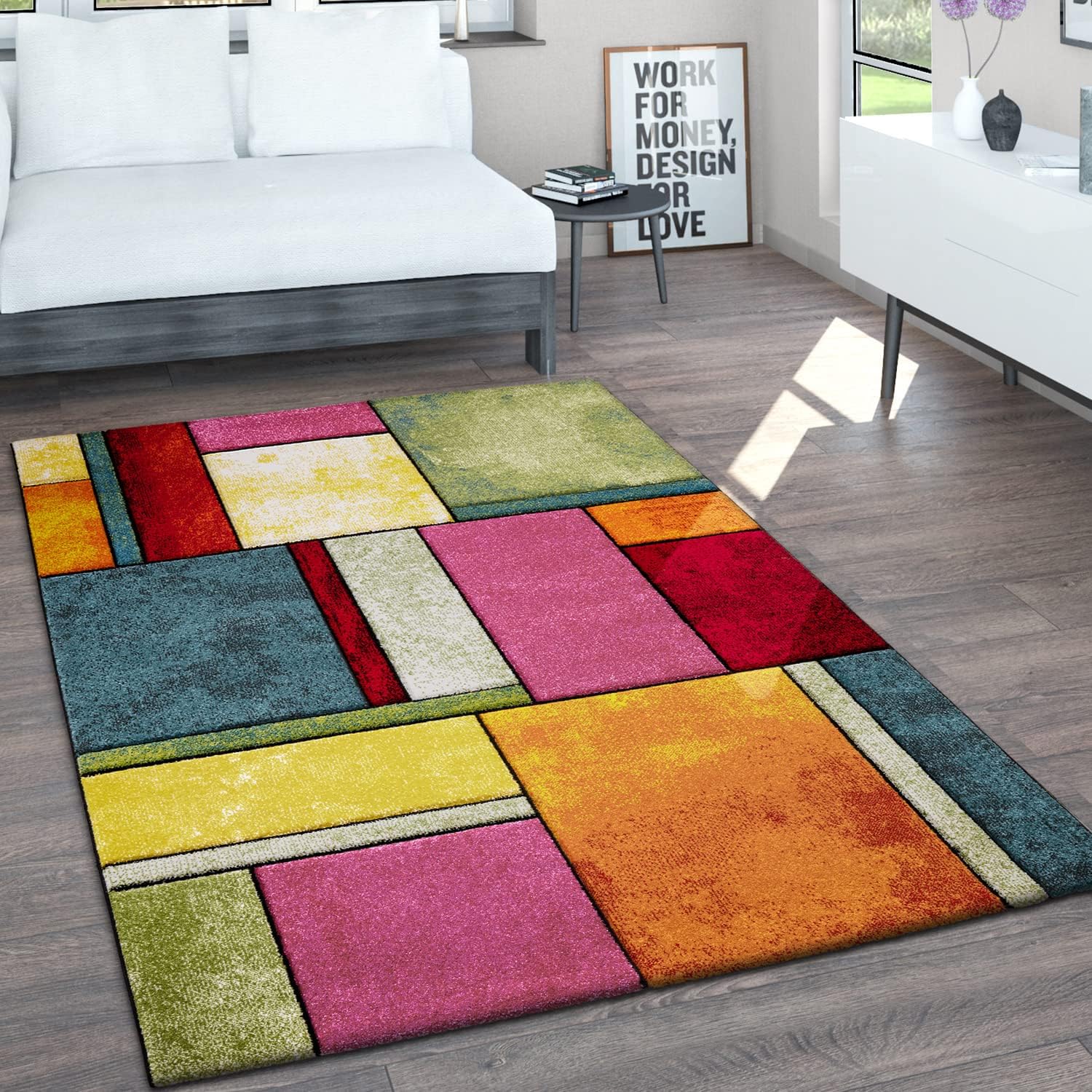 Paco Home Teppich Wohnzimmer Bunt Kinderzimmer Schlafzimmer Kurzflor ...