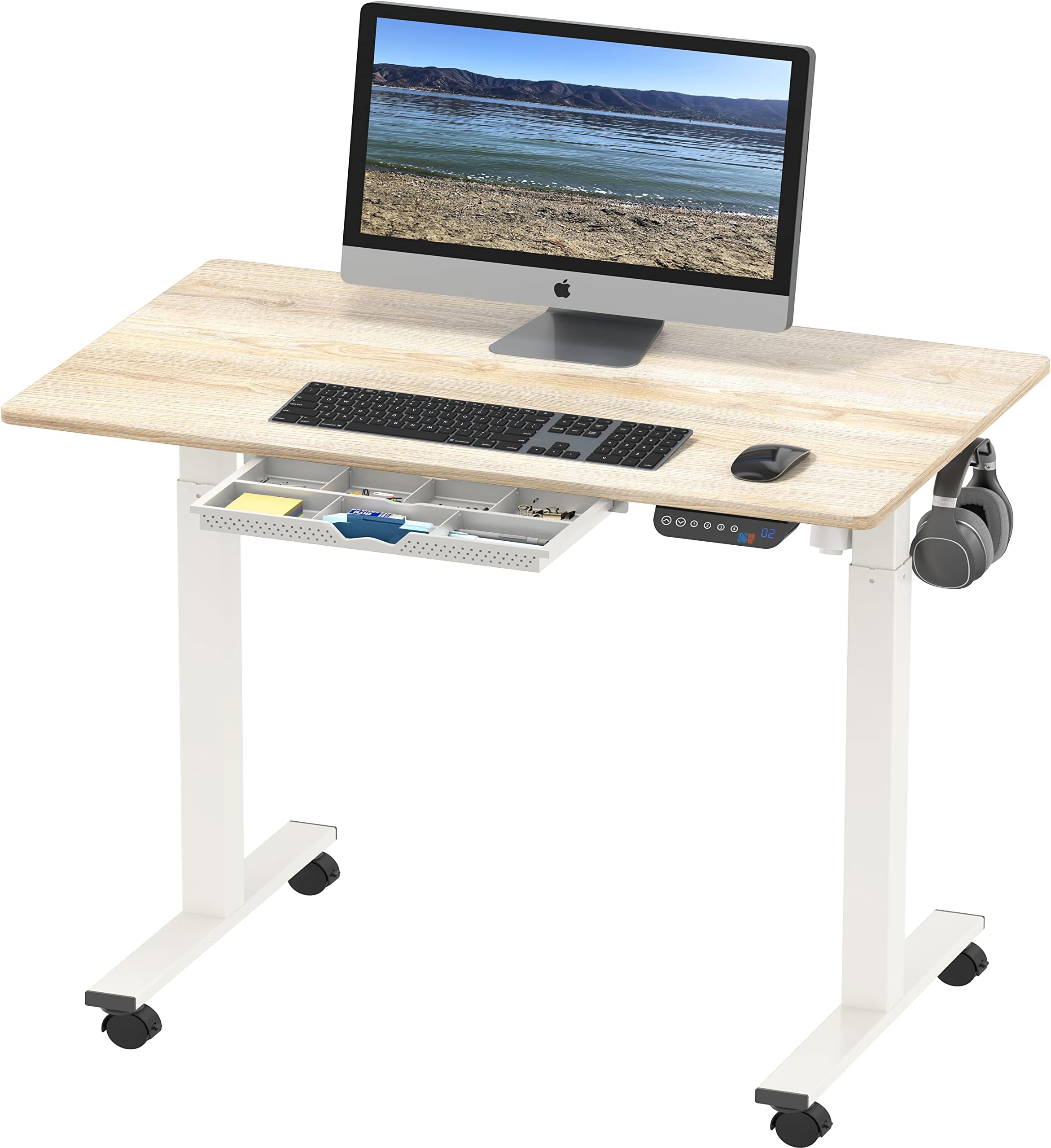 Amazon.com: AHB Rolling Computer Desk with 4 Smooth Wheels, Simple ...