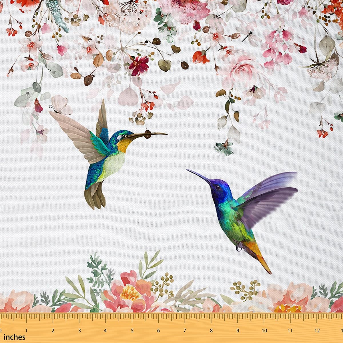 Amazon.com: jejeloiu Hummingbird Fabric by The Yard Tropical Birds ...