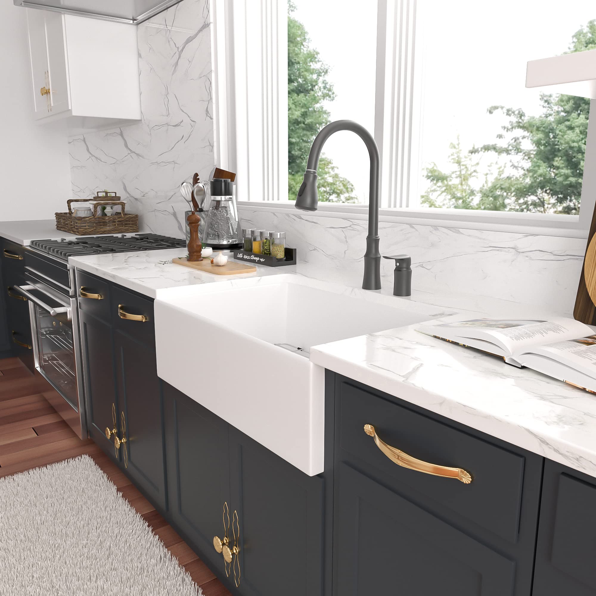 Snapklik.com : 33 White Farmhouse Sink - 33 Inch Undermount Farmhouse ...