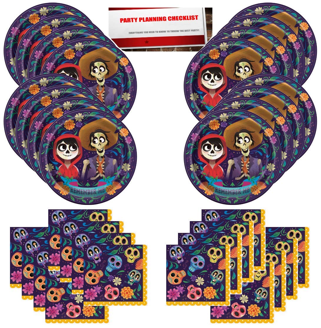 Buy Disney Coco Day of The Dead Birthday Party Supplies Bundle Pack for ...