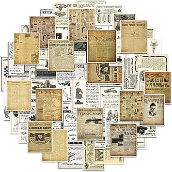 Amazon.com: Bomichi Vintage Stickers for Scrapbooking, Retro Newspaper ...