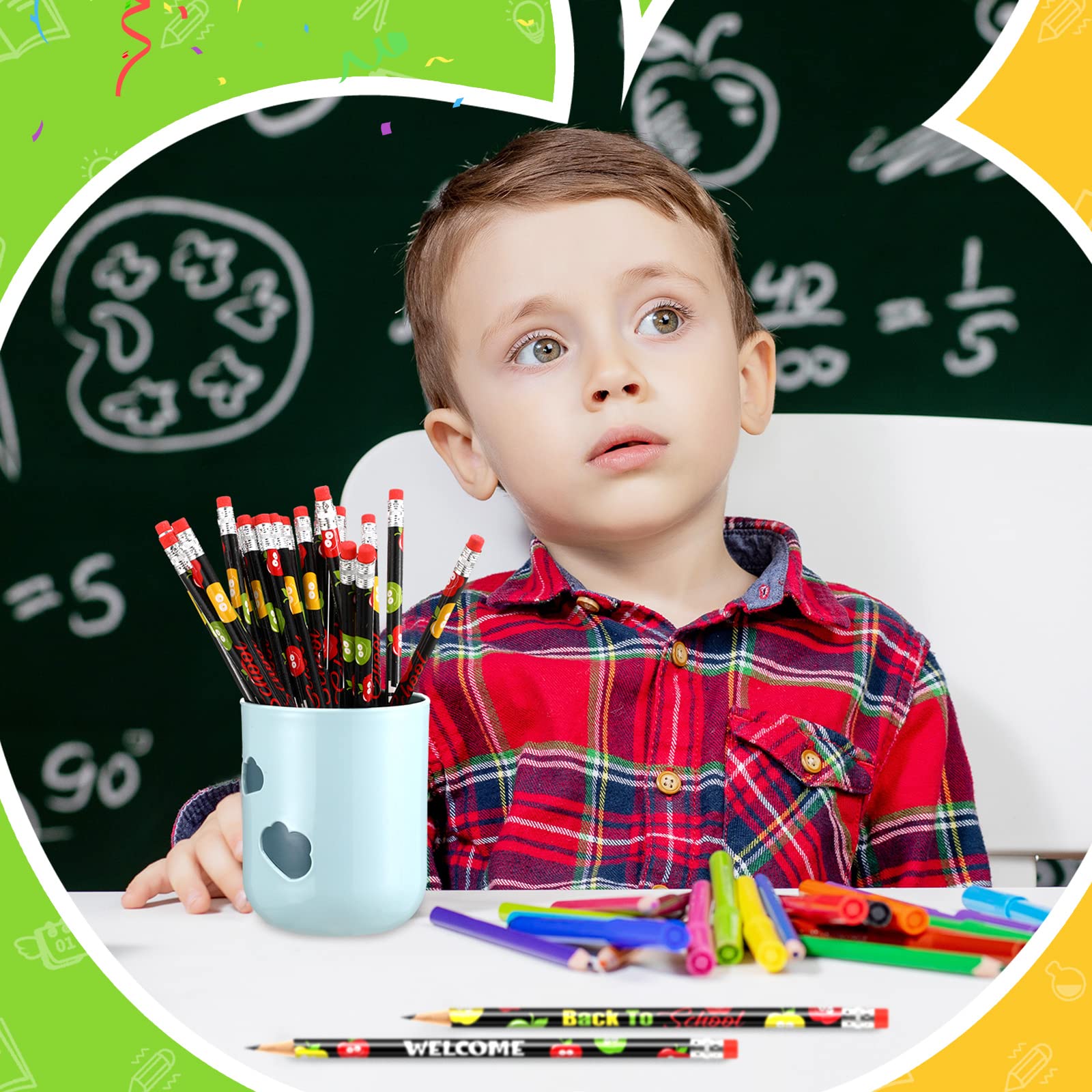 Snapklik.com : 120 Pieces Welcome Back To School Pencils Apple Theme ...
