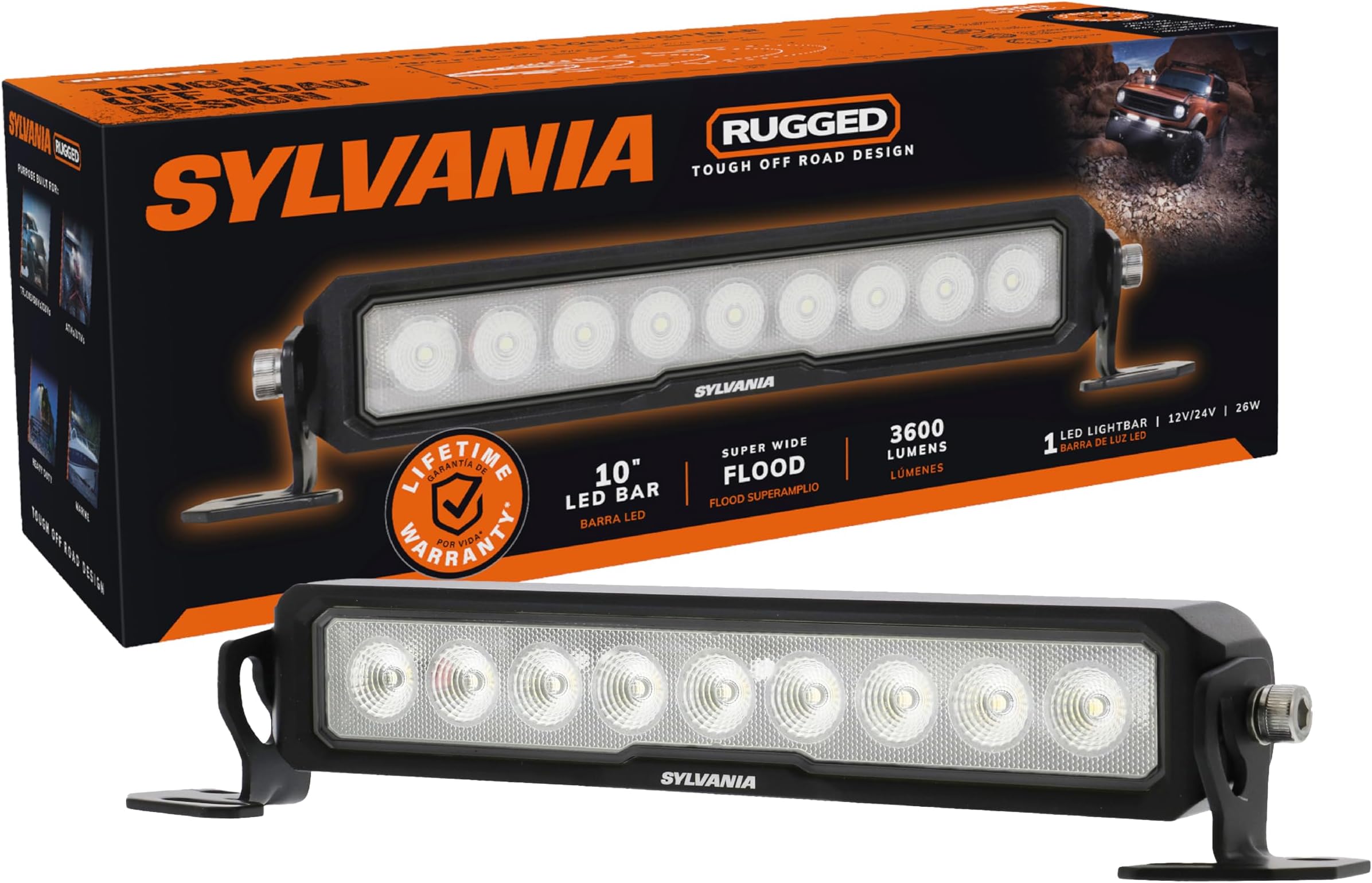 Amazon.com: SYLVANIA Rugged 10 Inch Flood LED Light Bar, Flood Light ...