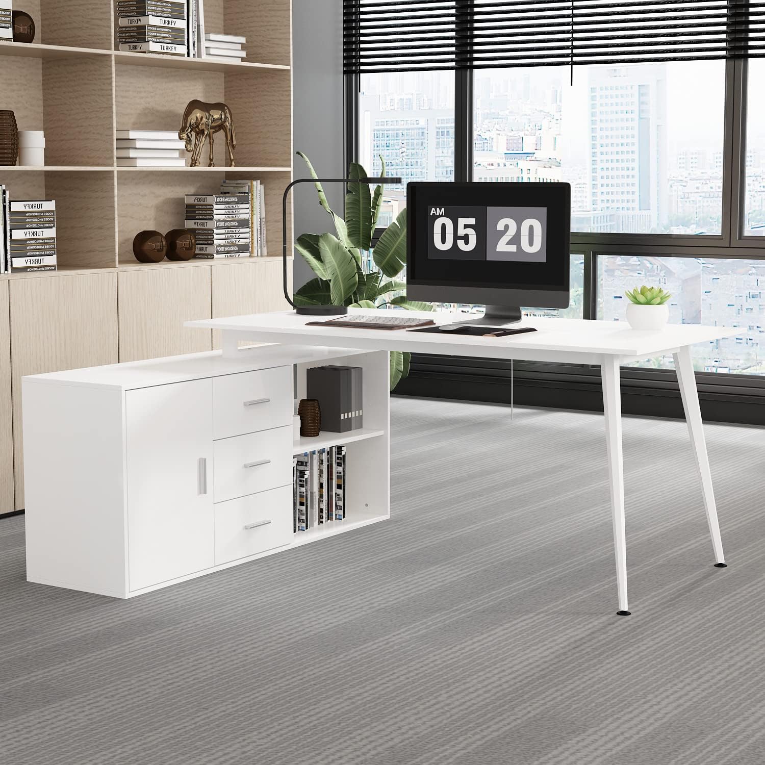 Amazon.com: Homsee Home Office Computer Desk T-Shaped Corner Desks with ...