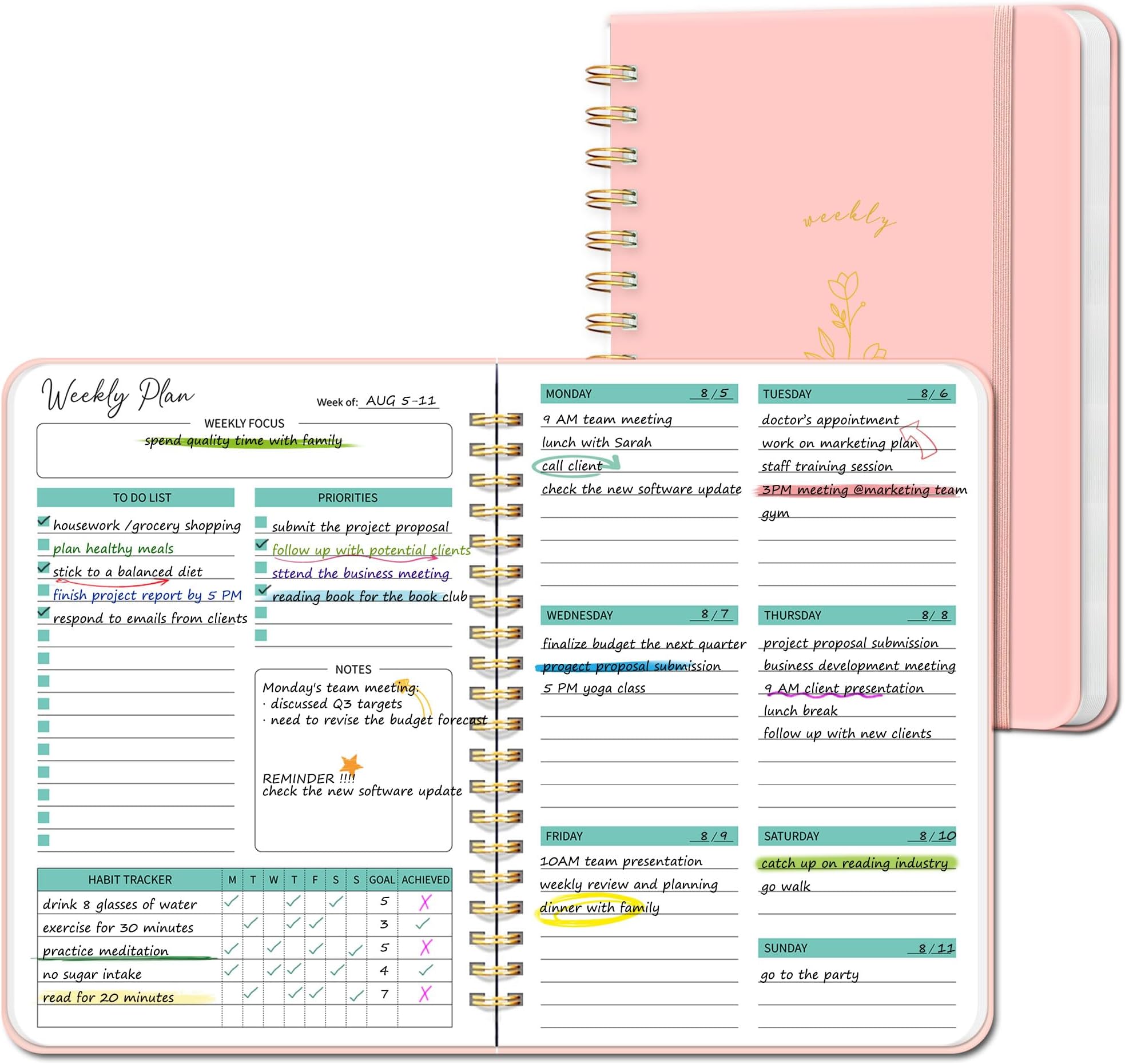 Amazon.com : Weekly Planner - 57 Weeks Undated Daily Weekly To Do List ...