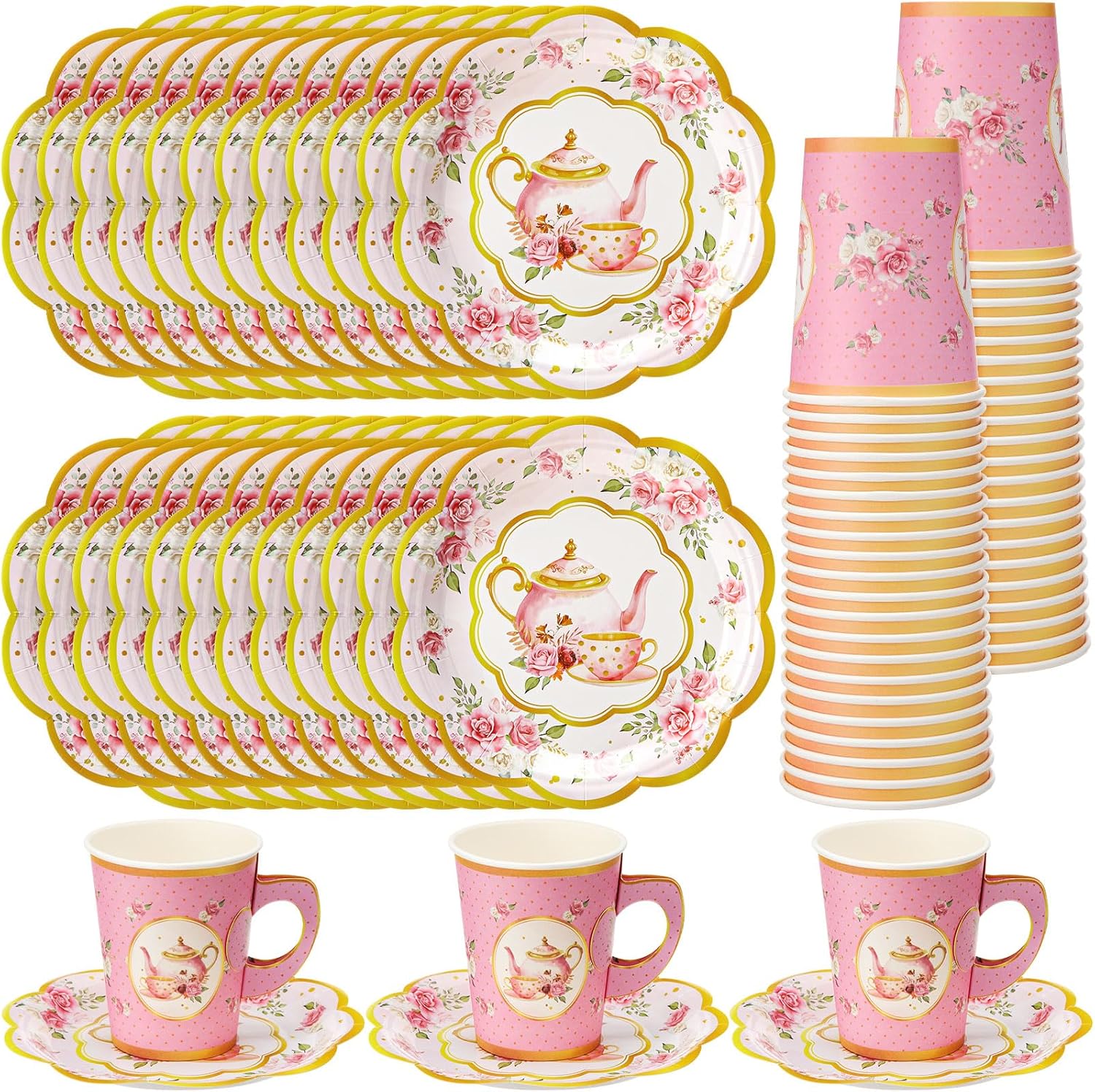 Amazon.com | Domensi 60 Pieces Tea Party Decorations Include 30 Pcs 9 ...
